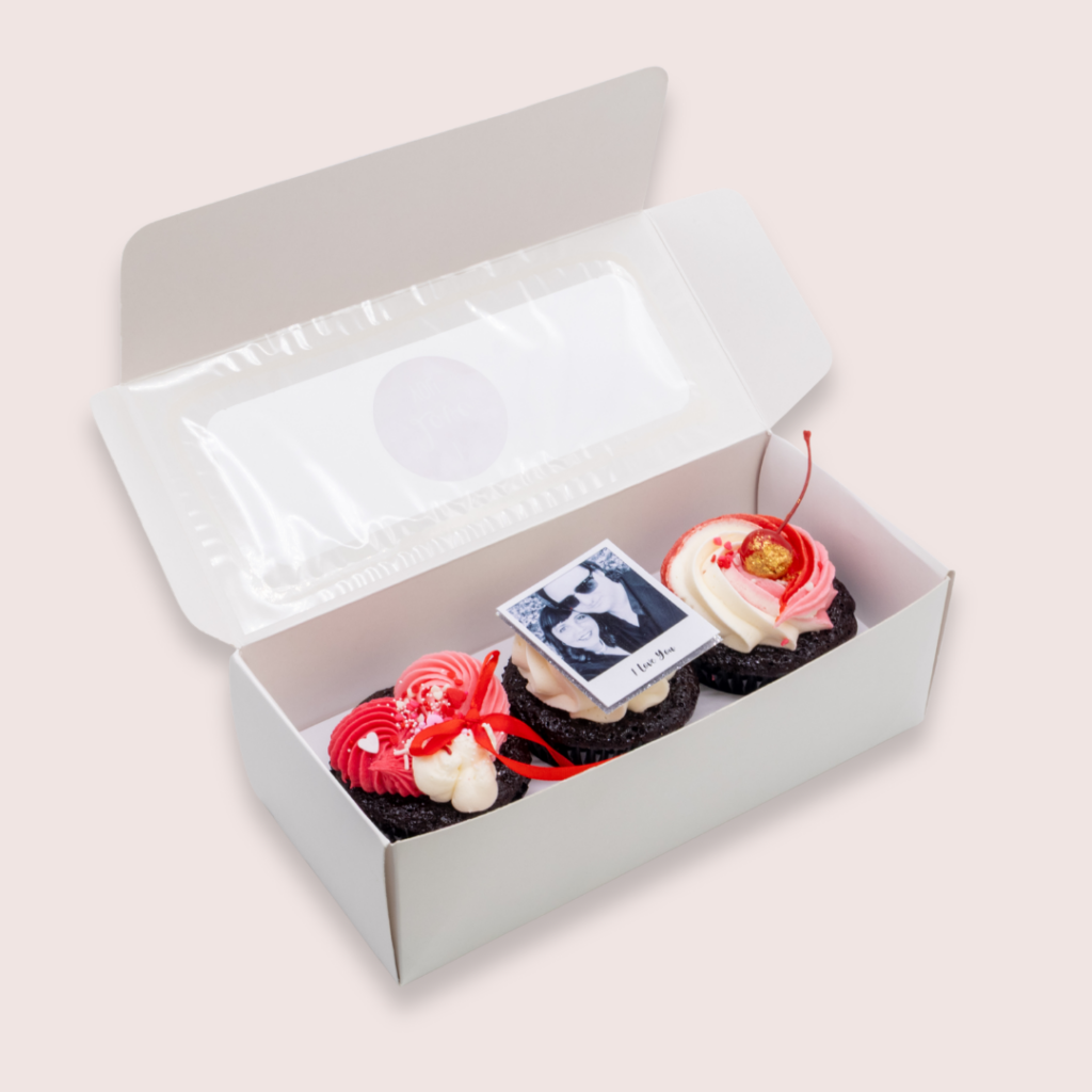 Personalised Valentine’s Trio Cupcake Box | Add Photo Topper
